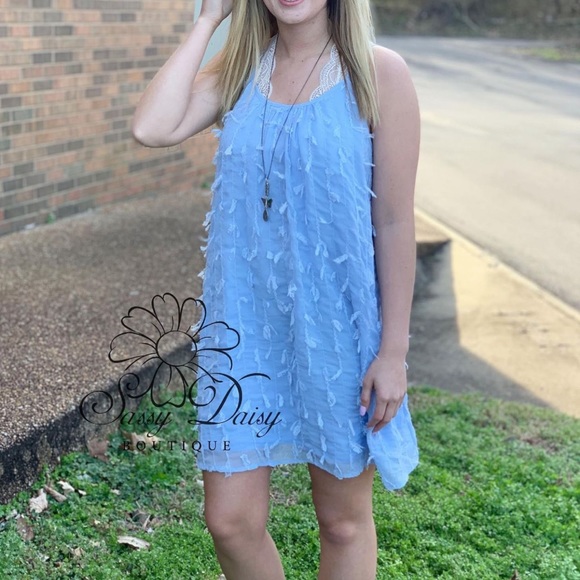 entro | Dresses | Nwt Small Entro Blue Fringe Dress With Lining ...